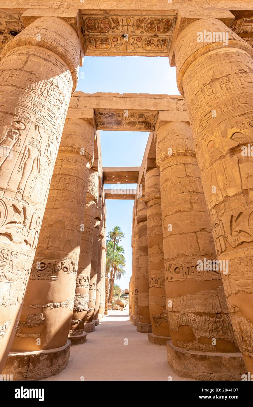Karnak Temple, Luxor, Egypt; July 28, 2022 -The Great Hypostyle Hall is ...