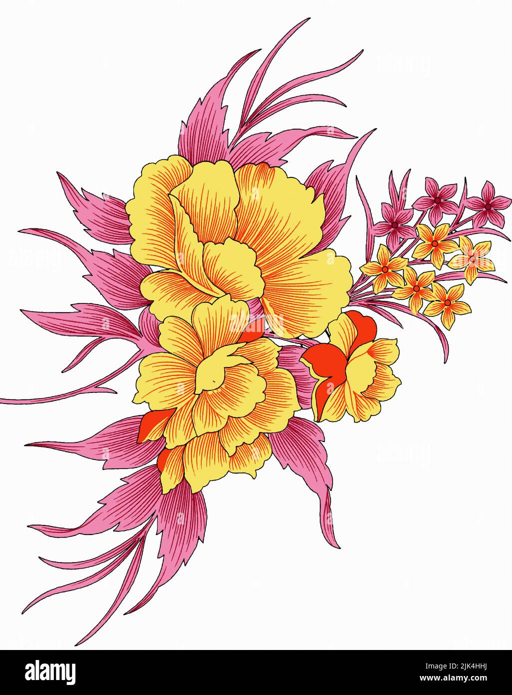 flower bunch textile print work Stock Photo - Alamy