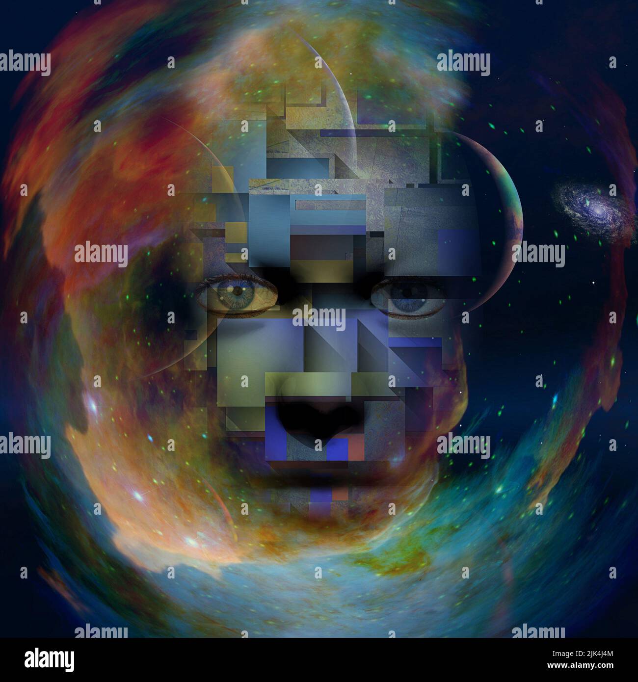 Face in the space. 3D rendering Stock Photo - Alamy