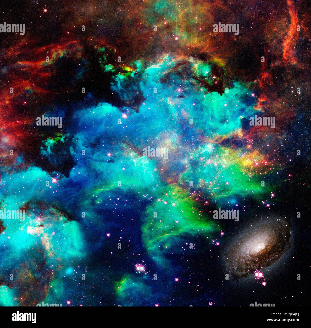 Nebulae stars galaxies. Vivid colors. 3D rendering Stock Photo - Alamy