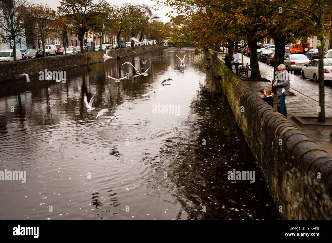 Westport Mall promenade on the banks of the Carrowbeg River in Westport ...