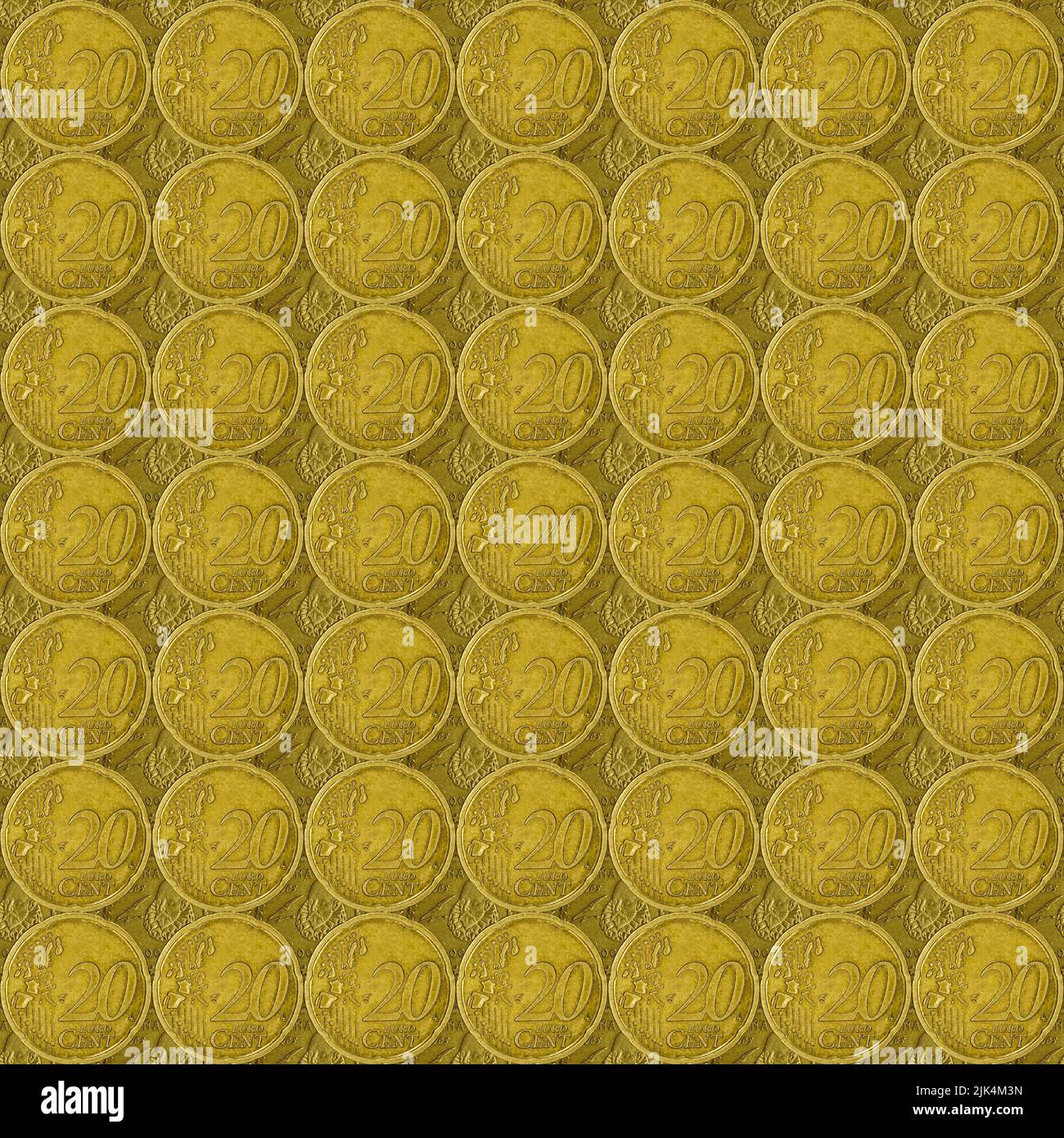 20 euro cent coin. Reverse of the coin. Background from coins. Full ...