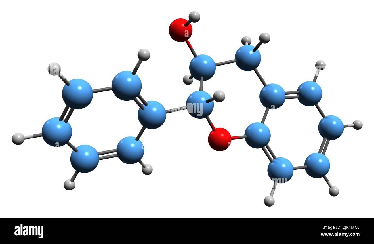 3D image of Flavan-3-ol skeletal formula - molecular chemical structure ...