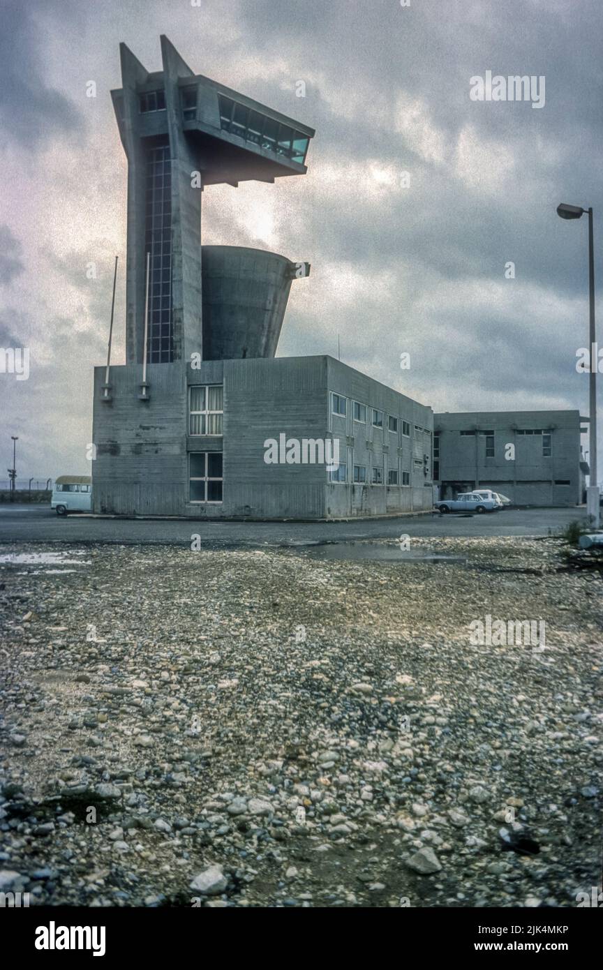 1970s archive image of the Fos observation tower at Fos-sur-Mer, the ...