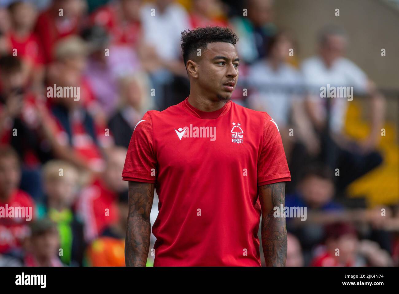 Jesse Lingard #11 of Nottingham Forest looks on during his first ...