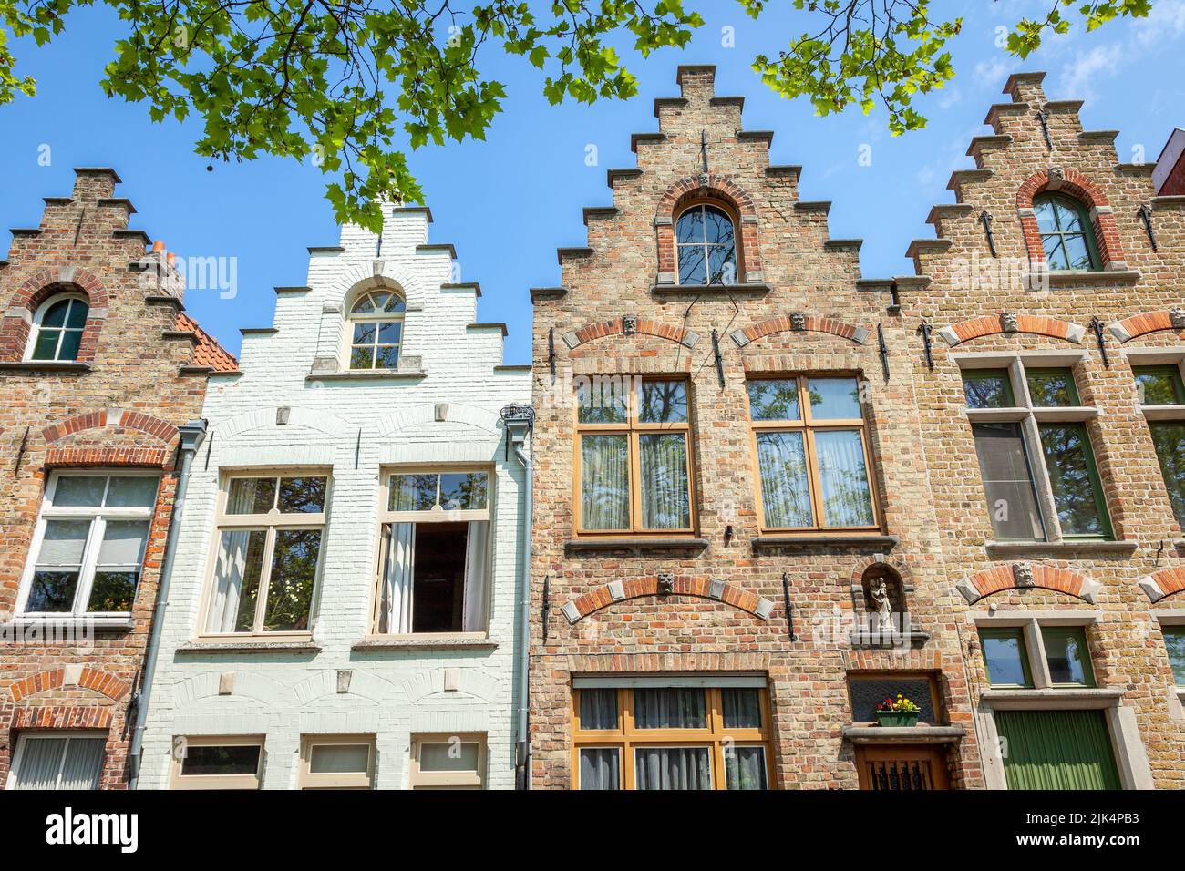Bruges flemish architecture building facades pattern, Belgium Stock ...