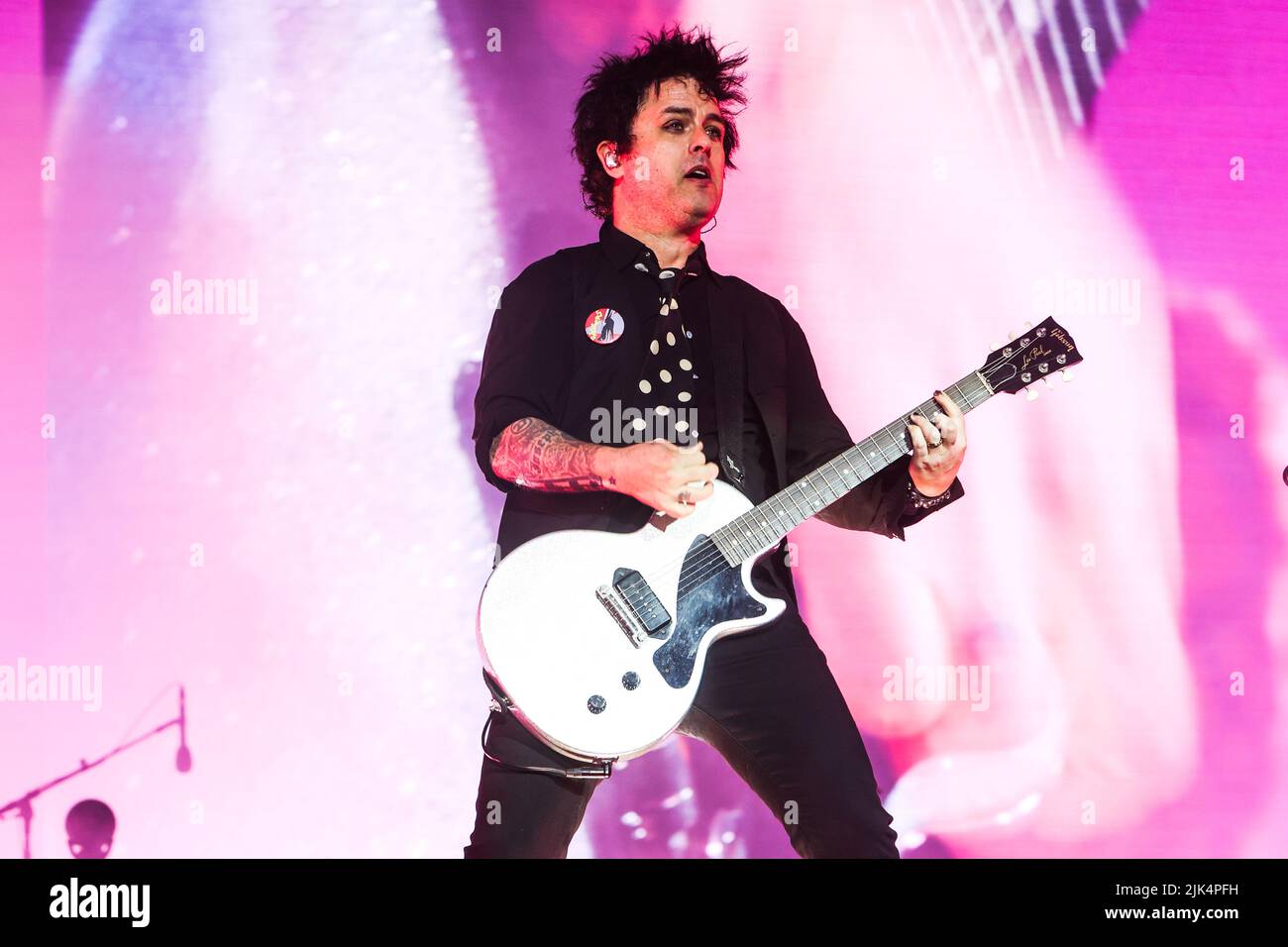 Billie Joe Armstrong of American punk rock band Green Day performs live ...