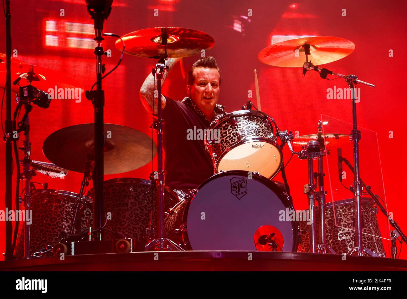 Tre Cool of American punk rock band Green Day performs live in concert ...
