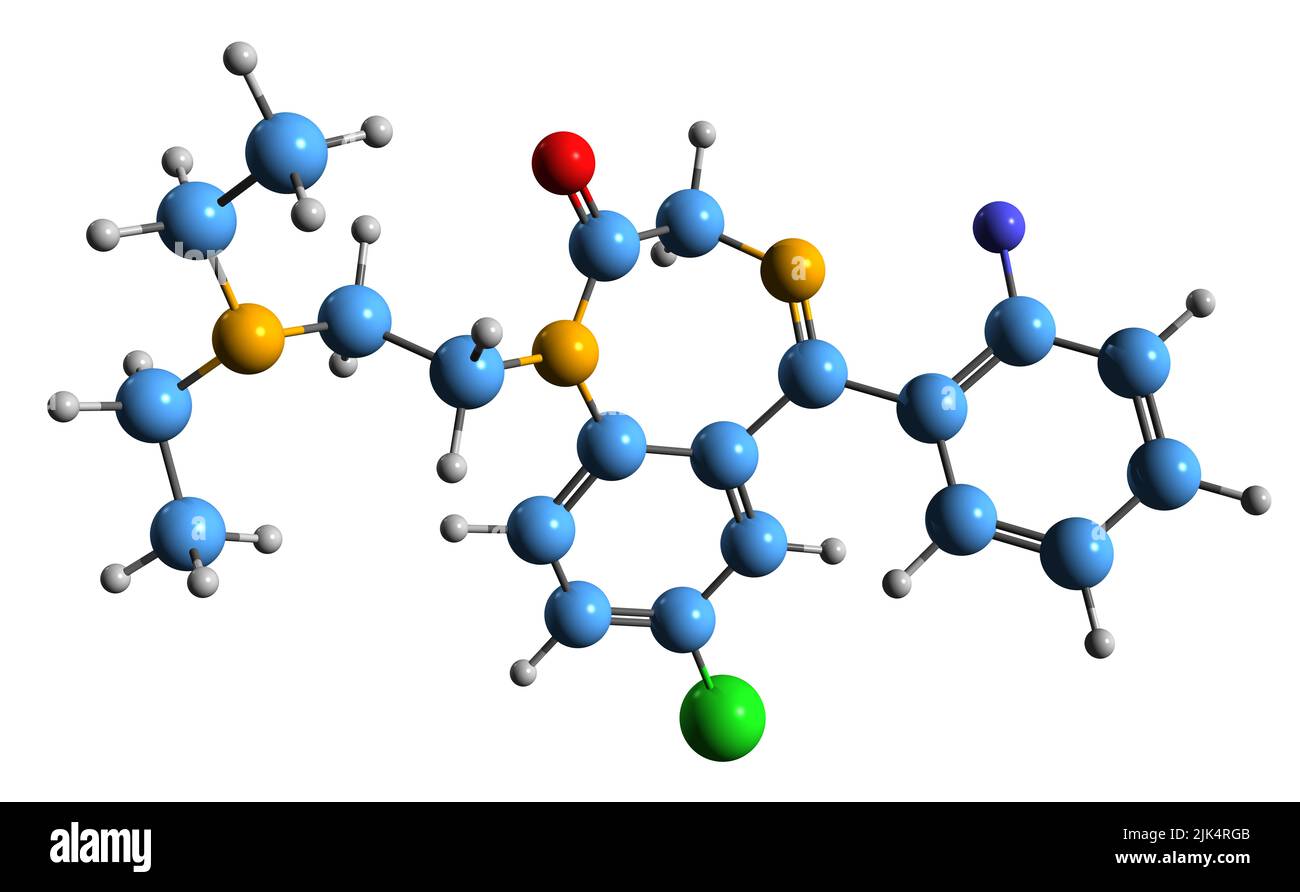 3D image of Flurazepam skeletal formula - molecular chemical structure ...