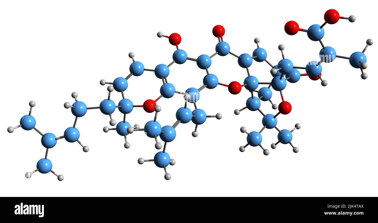 3D image of Gambogic acid skeletal formula - molecular chemical ...