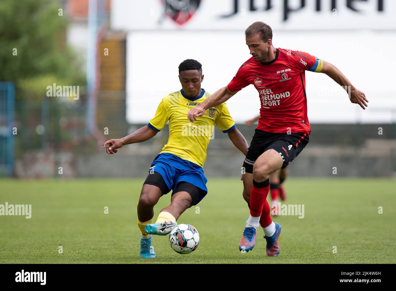 Beveren's Lucas Ribeiro Costa and Helmond's Robin van der Meer pictured ...