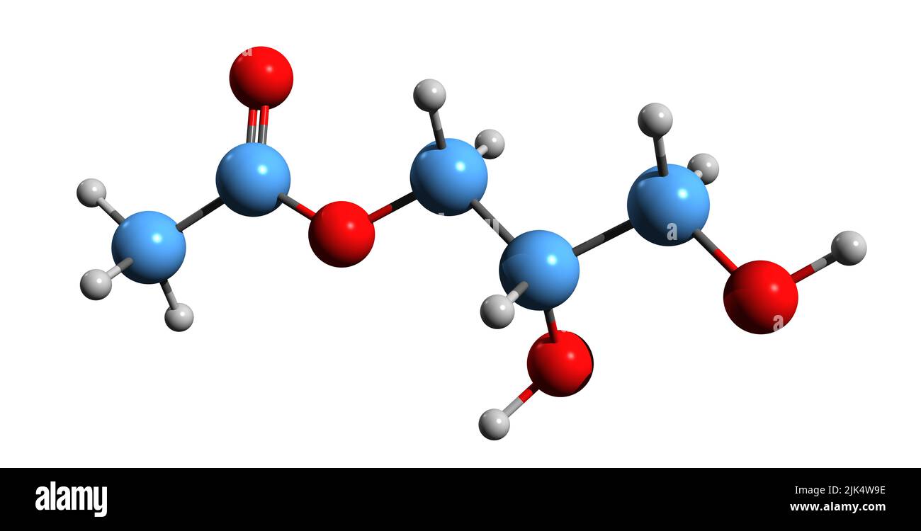 3D image of Glyceryl monoacetate skeletal formula - molecular chemical ...