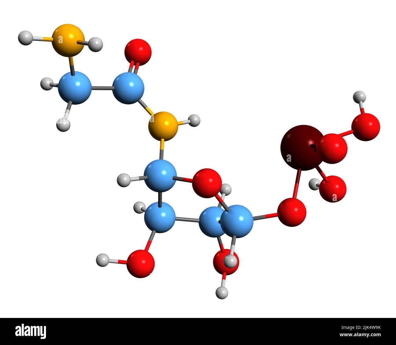 3D image of Glycineamide ribonucleotide skeletal formula - molecular ...