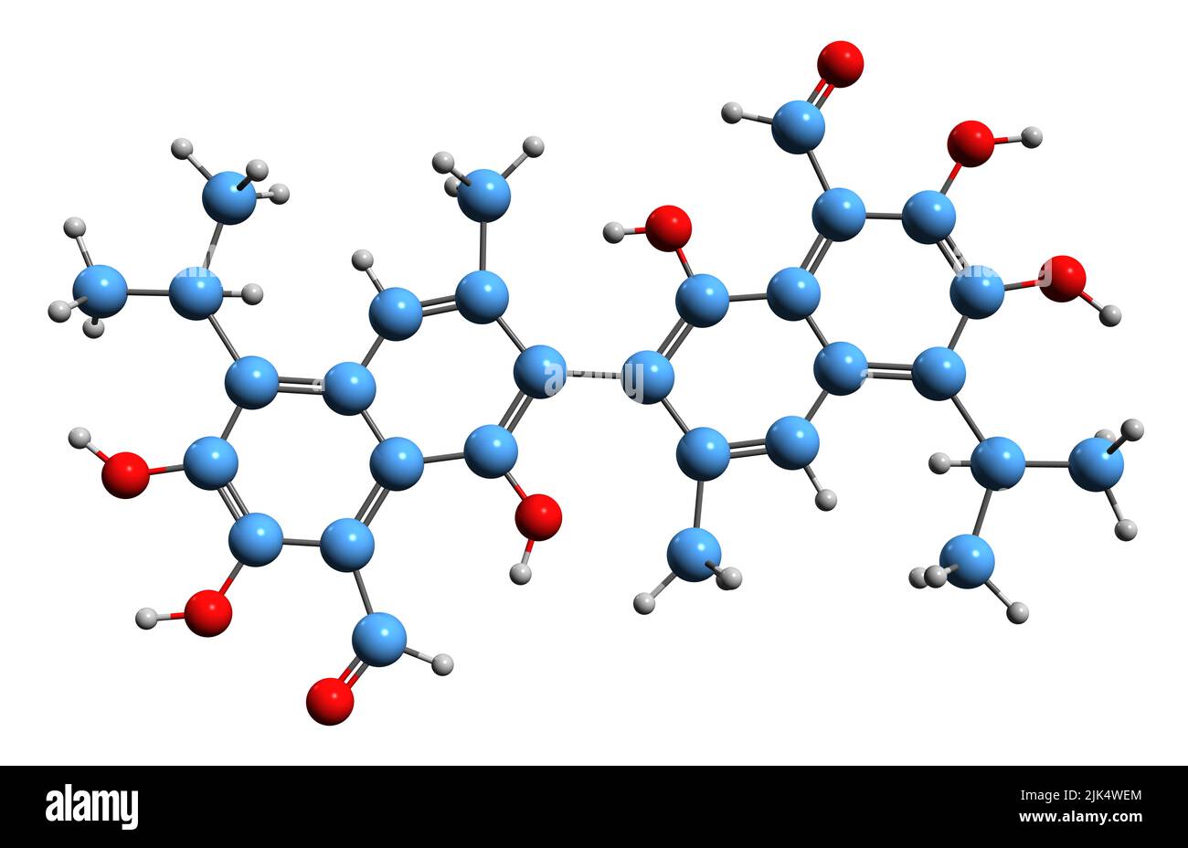 3D image of Gossypol skeletal formula - molecular chemical structure of ...