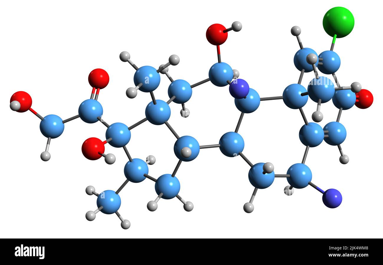 3D image of Halometasone skeletal formula - molecular chemical ...