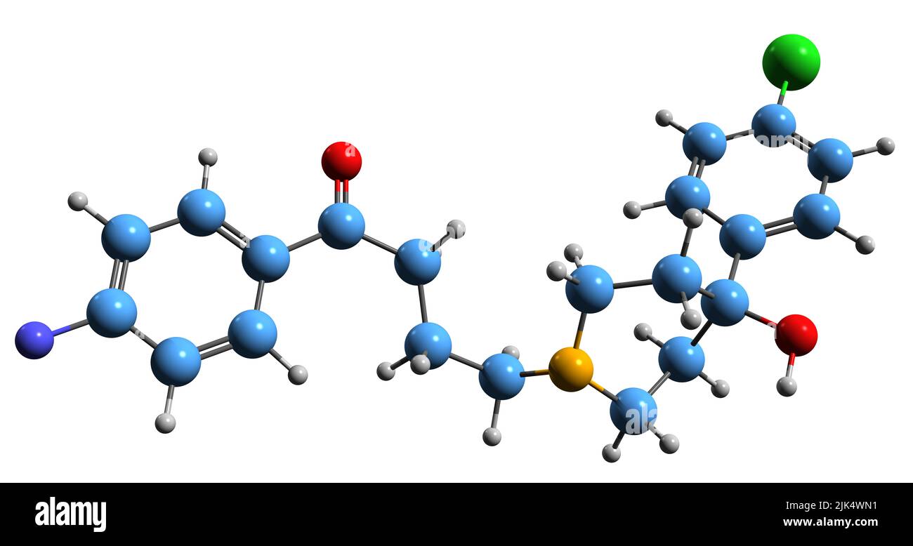 3D image of Haloperidol skeletal formula - molecular chemical structure ...