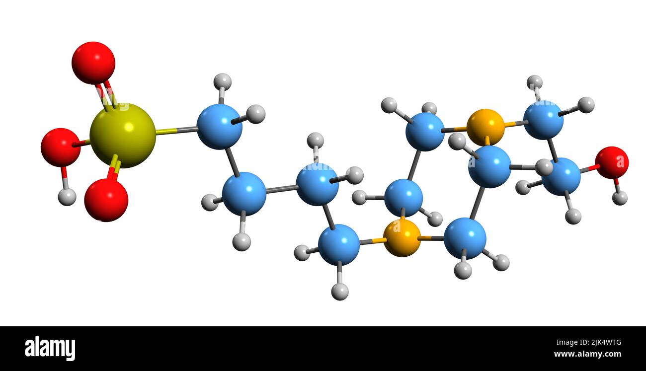 3D image of HEPBS skeletal formula - molecular chemical structure of ...
