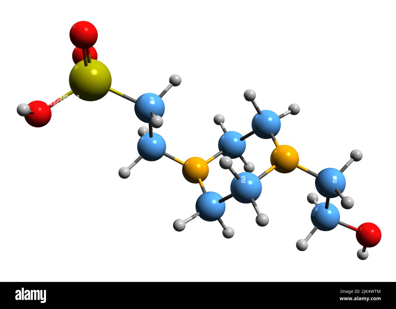 3D image of HEPES skeletal formula - molecular chemical structure of ...