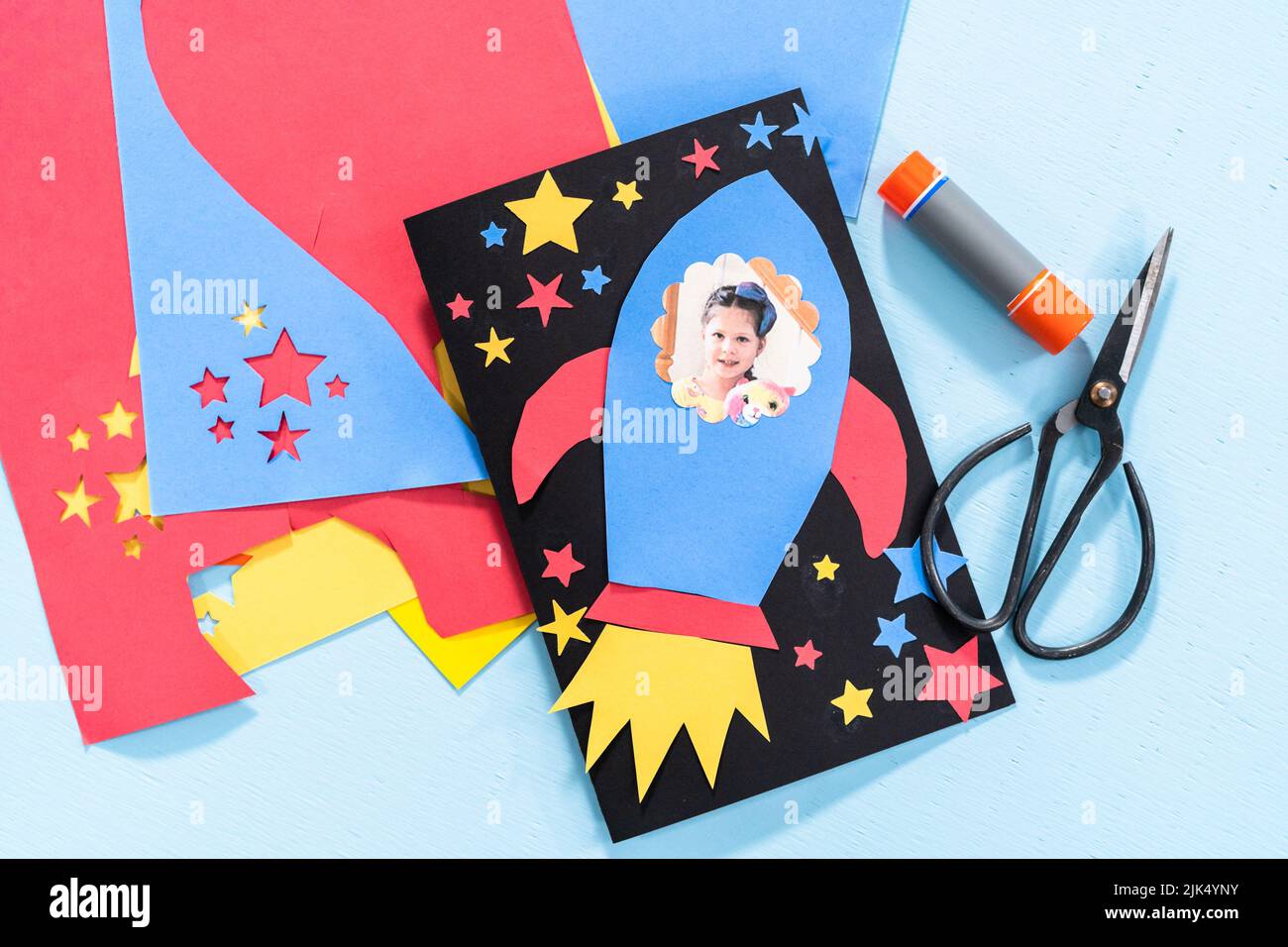 Hand made Father's day card from color construction paper Stock Photo ...