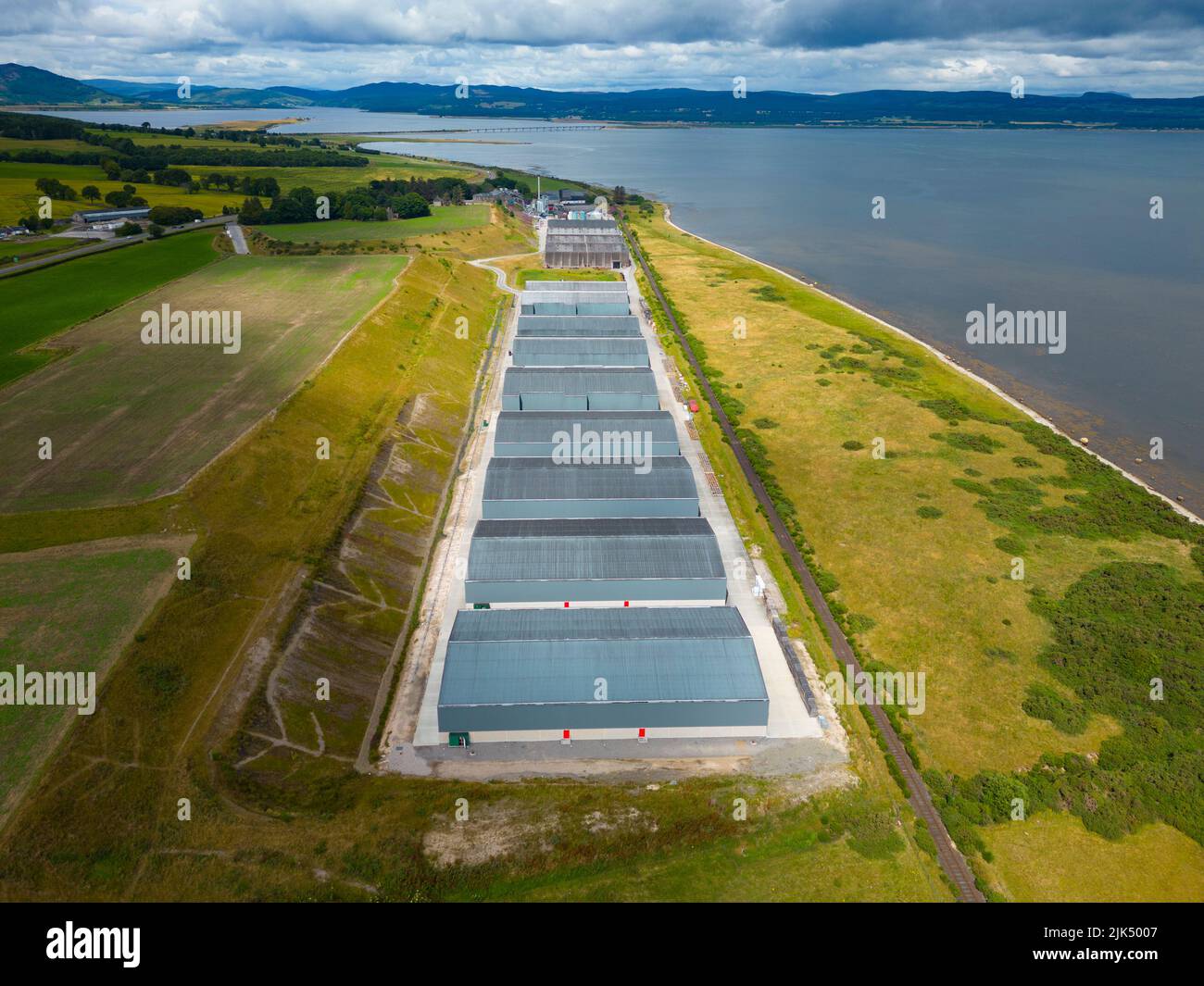Aerial view of Glenmorangie distillery at Tain on North Coast 500 ...