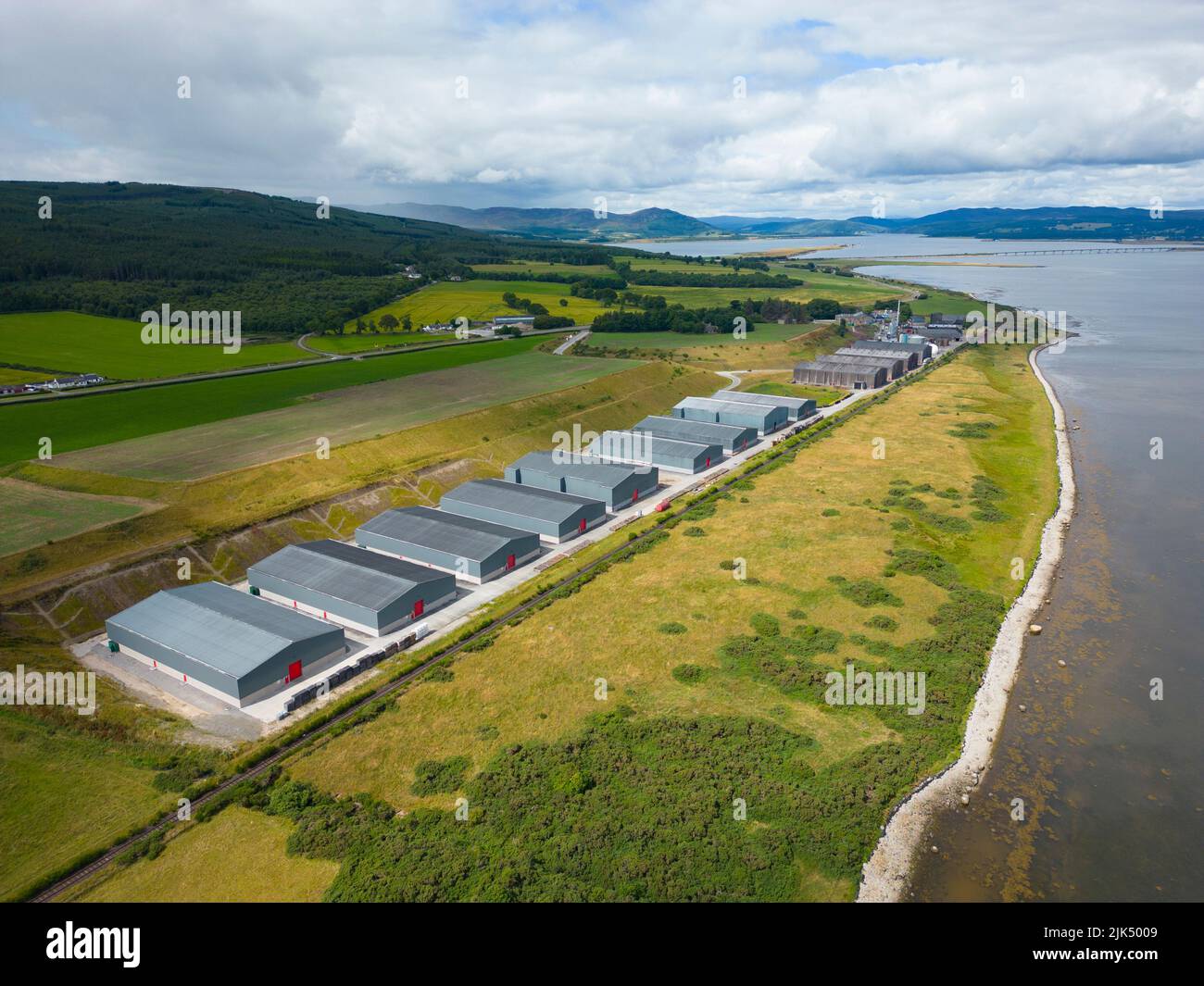 Aerial view of Glenmorangie distillery at Tain on North Coast 500 ...
