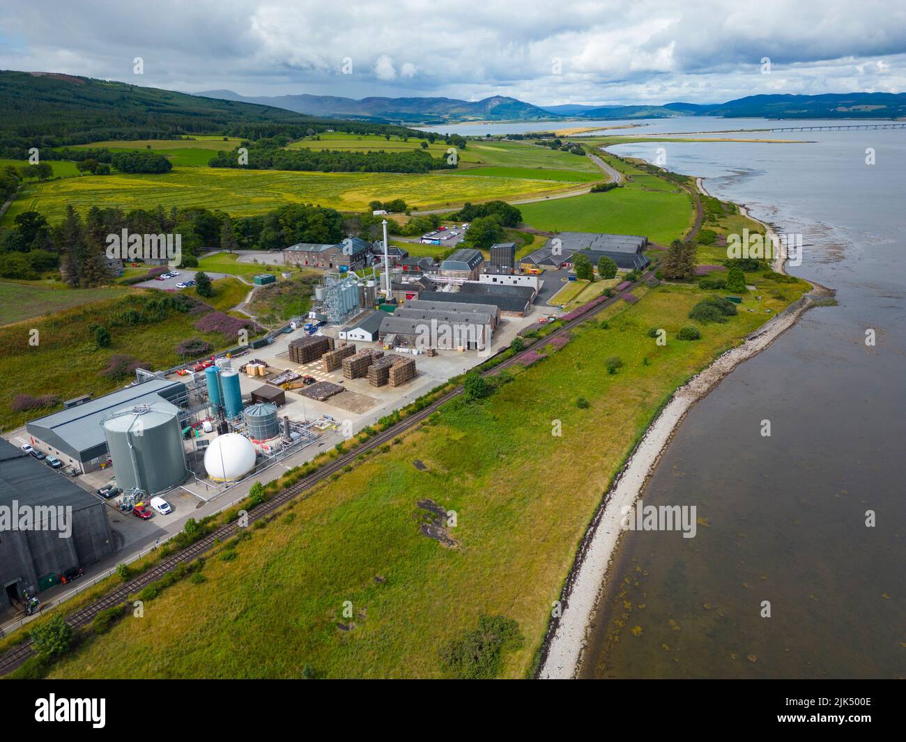 Aerial view of Glenmorangie distillery at Tain on North Coast 500 ...