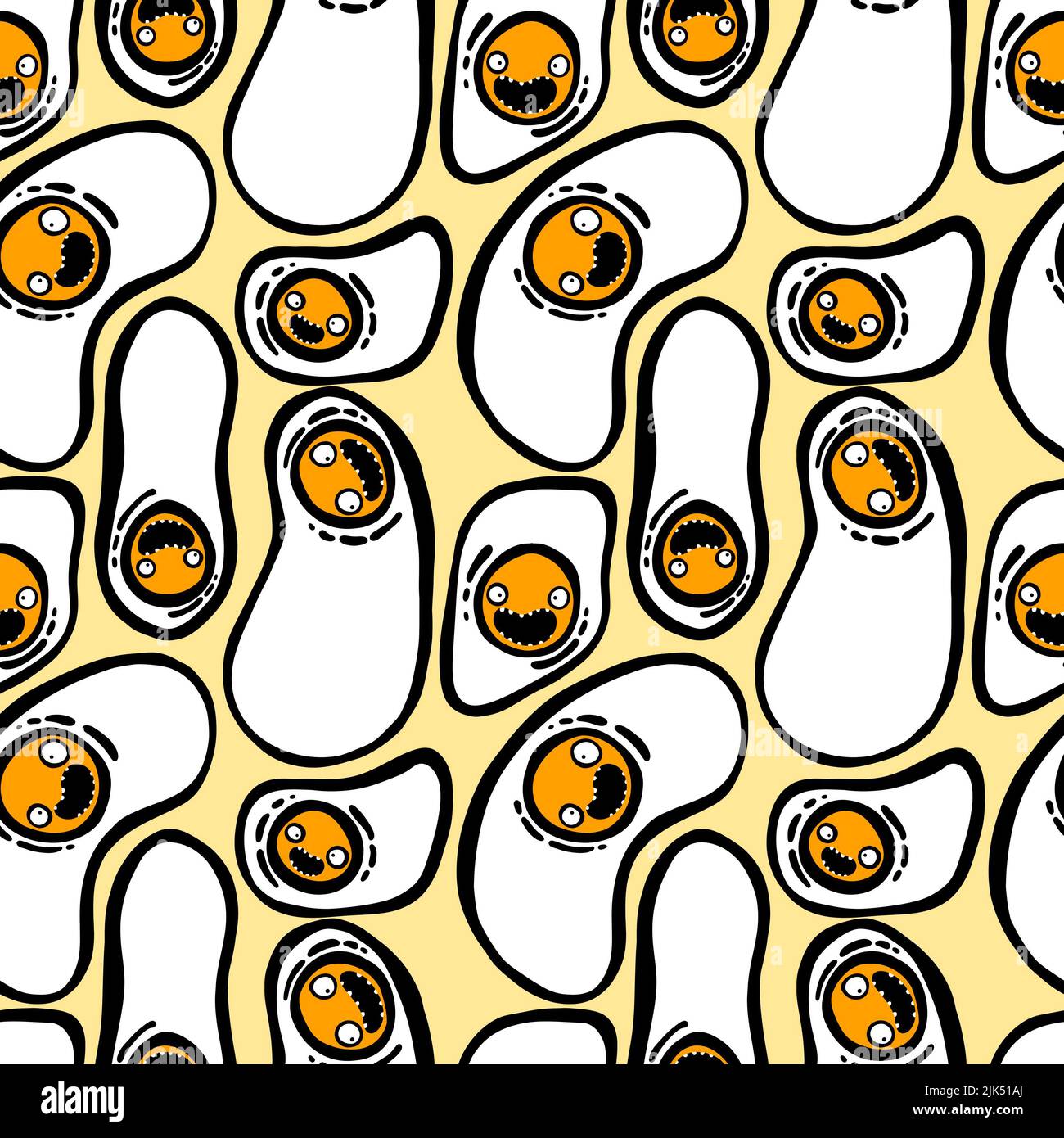 Cartoon kids seamless scrambled eggs pattern for wrapping paper and ...