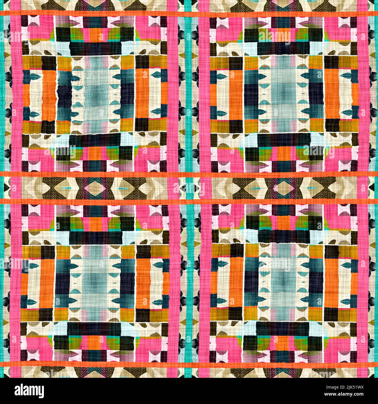 Kitsch pattern geometric retro design in seamless background. Trendy ...
