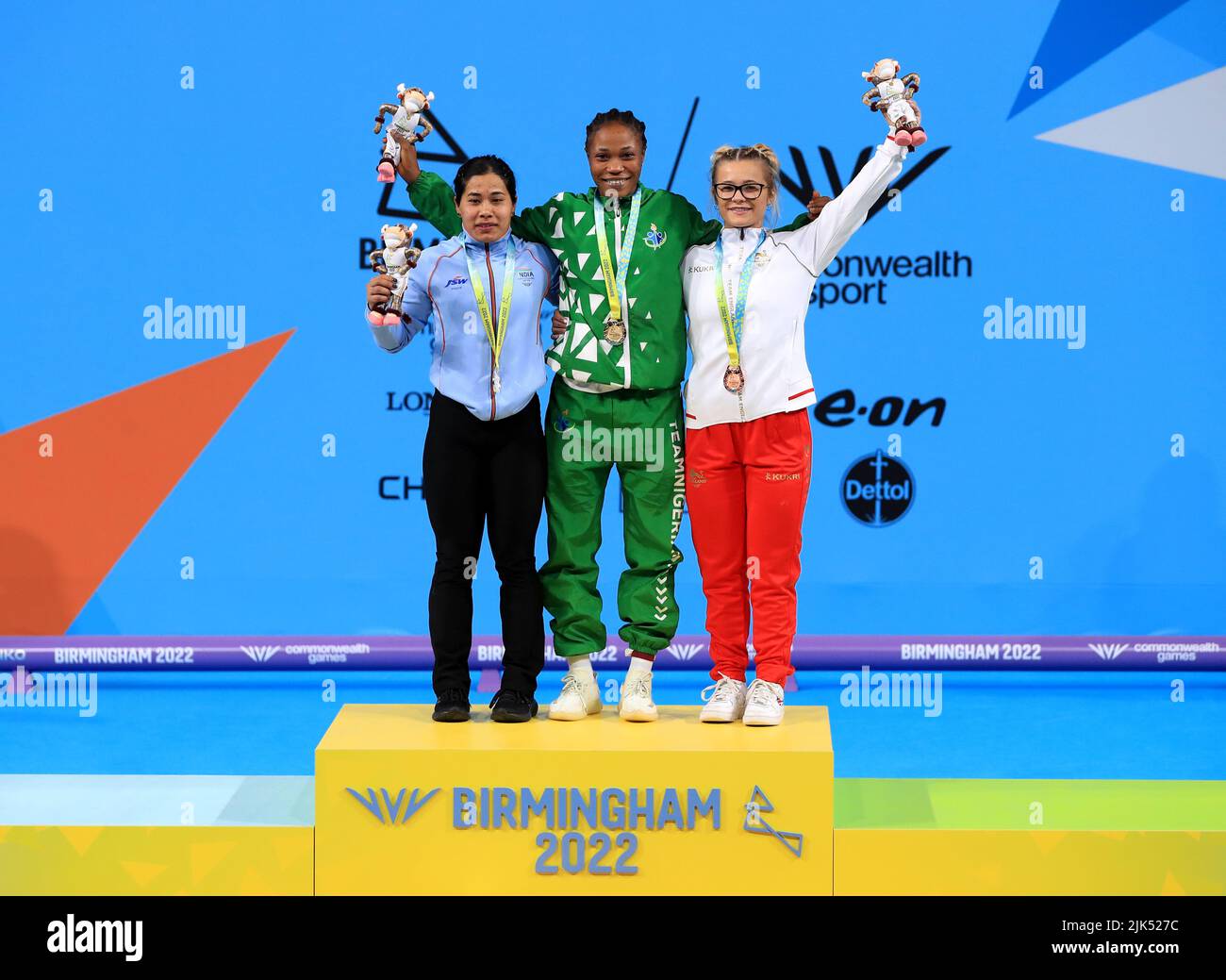 Gold Medalist Nigeria’s Adijat Adenike Olarinoye (centre), Silver ...