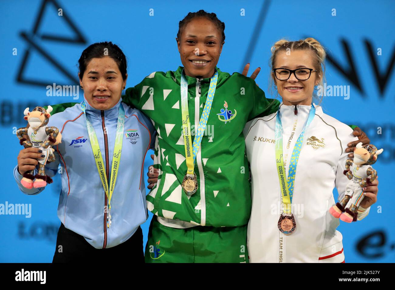 Gold Medalist Nigeria’s Adijat Adenike Olarinoye (centre), Silver ...