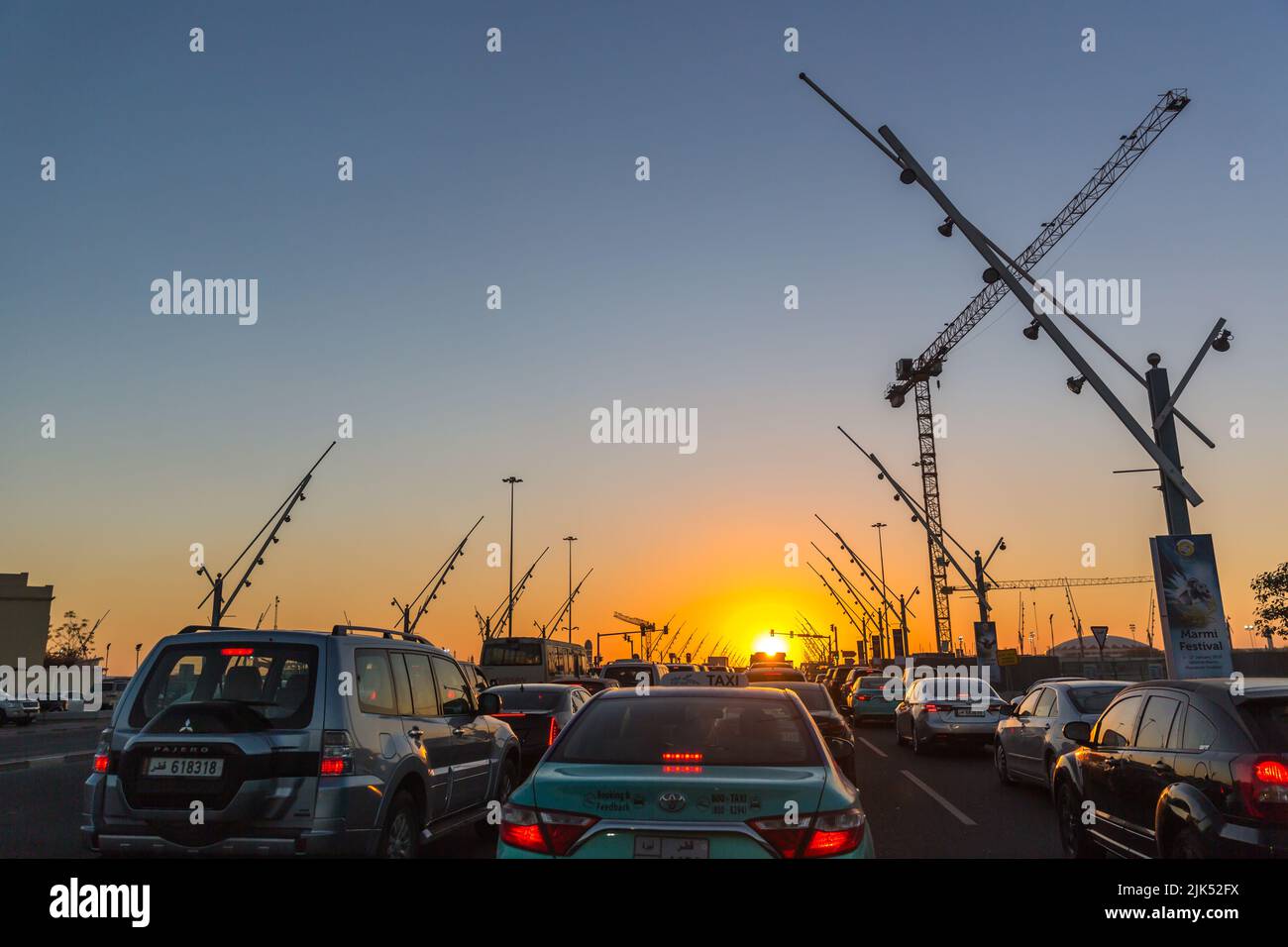 Doha, Qatar - 2018, january, 18th - plenty of cars stuck in traffic in ...