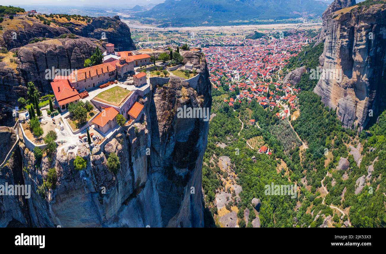 Meteora monasteries drone hi-res stock photography and images - Alamy