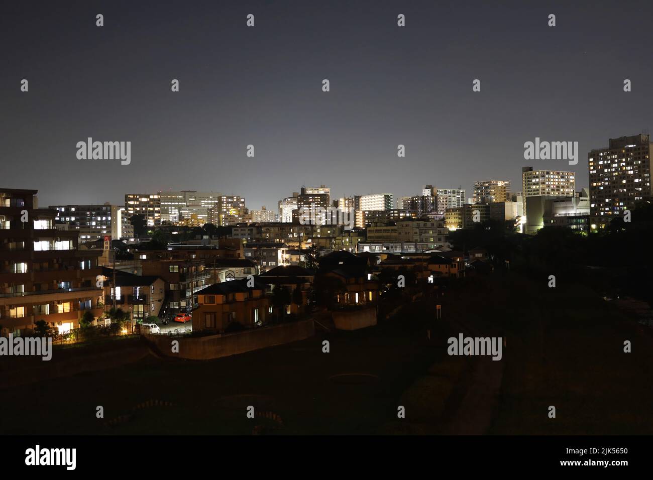 Sendai, Miyagi, Japan, July 2022. Residential area of Sendai at night ...
