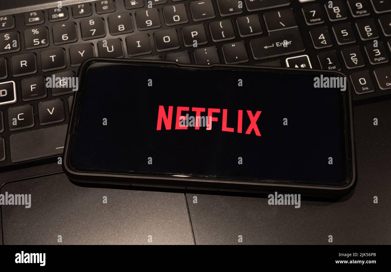 netflix logo on mobile phone , Sydney Australia July 30 2022 Stock ...