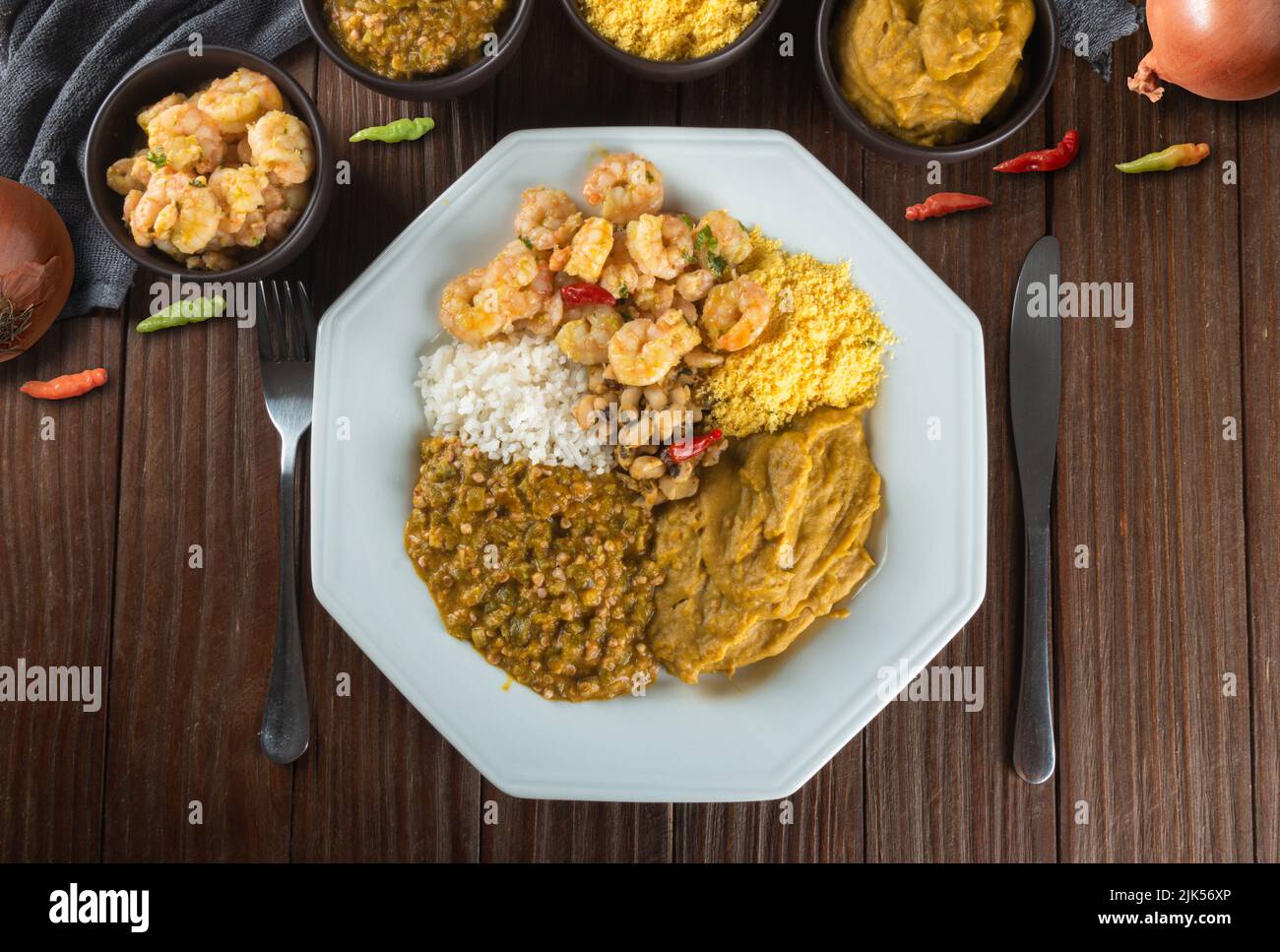 Caruru. Traditional Afro-Brazilian dish made with okra and dried shrimp ...