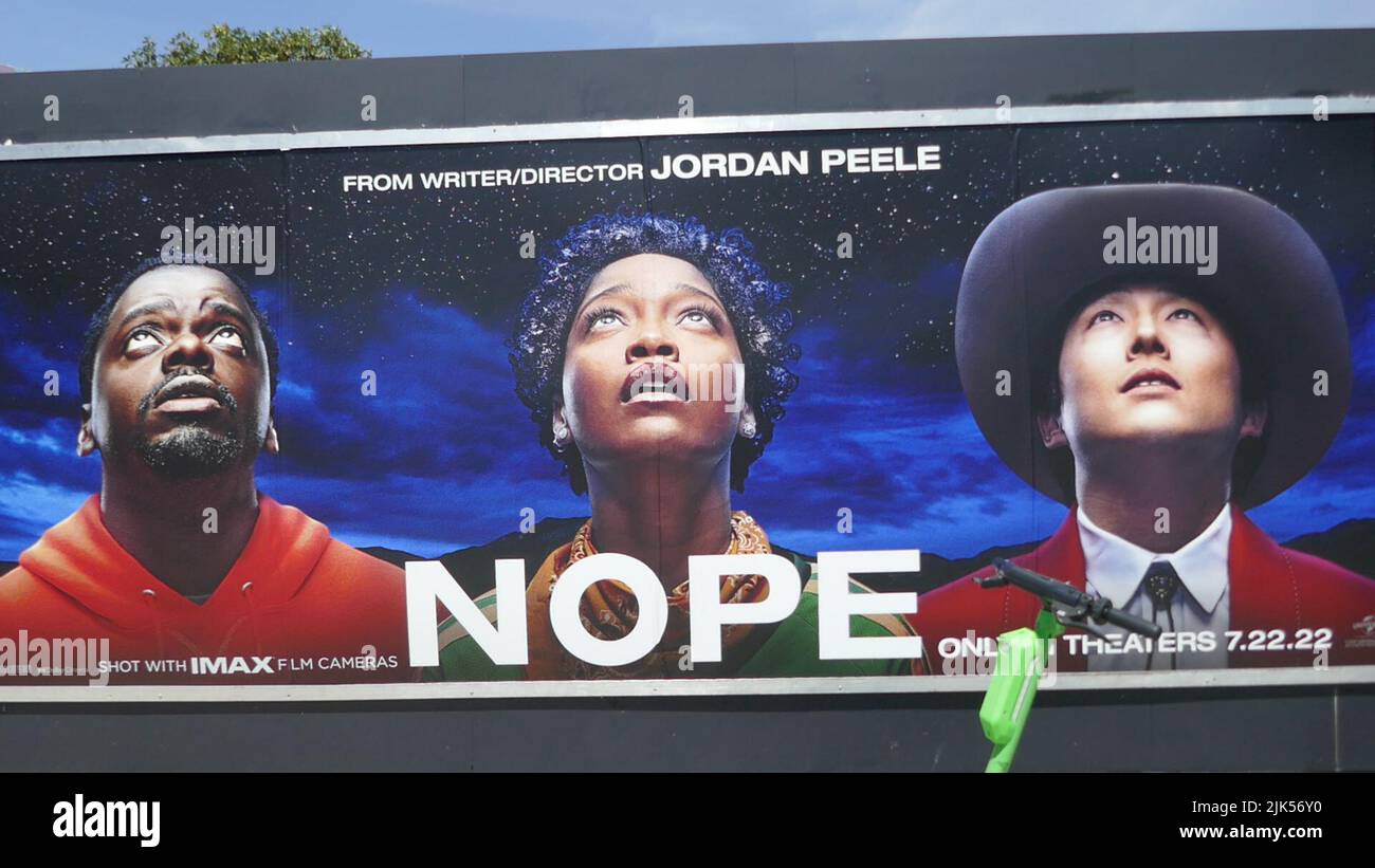 Los Angeles, California, USA 22nd July 2022 Nope Billboard with Daniel ...
