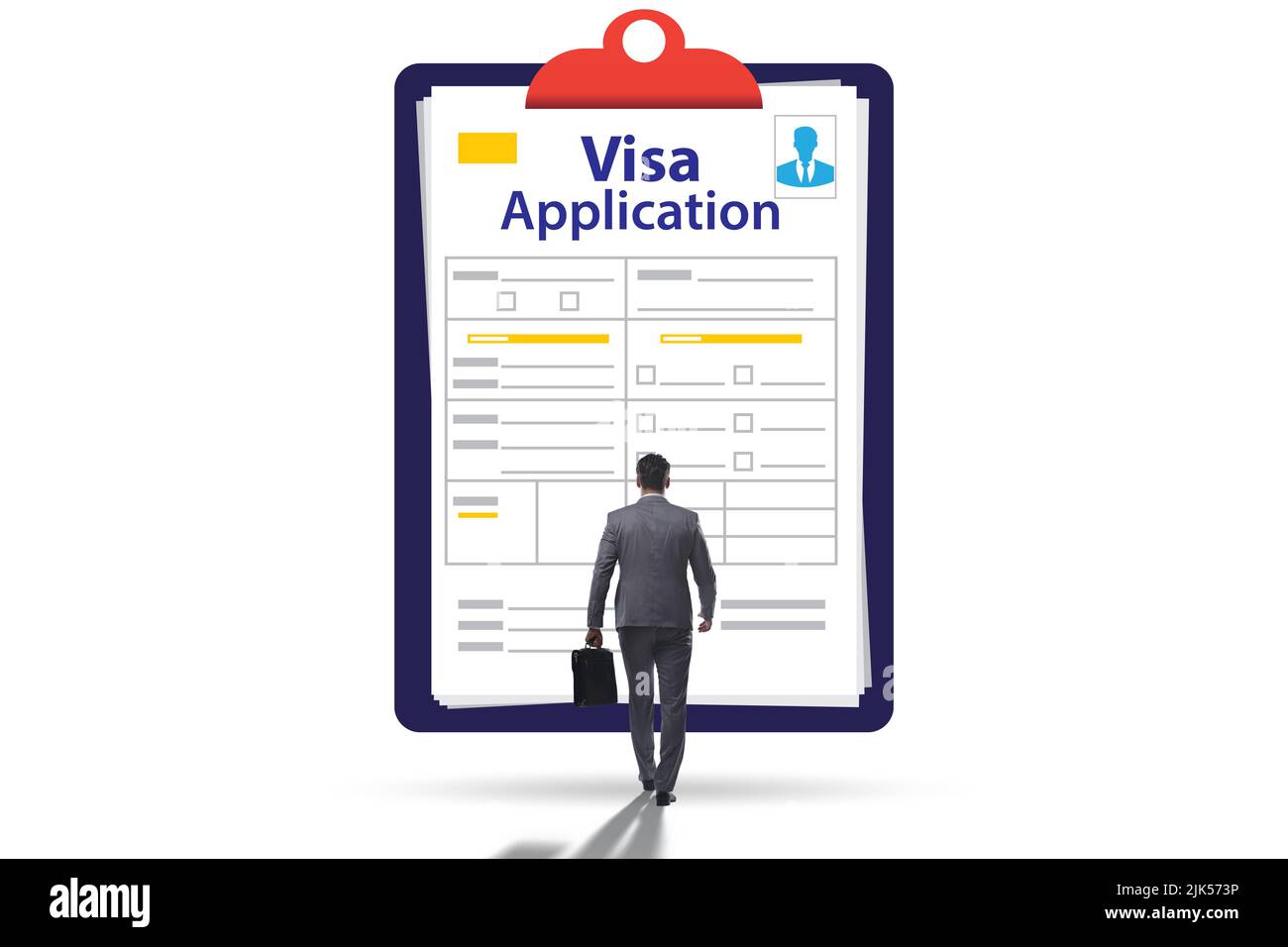 Visa application concept with the businessman Stock Photo - Alamy