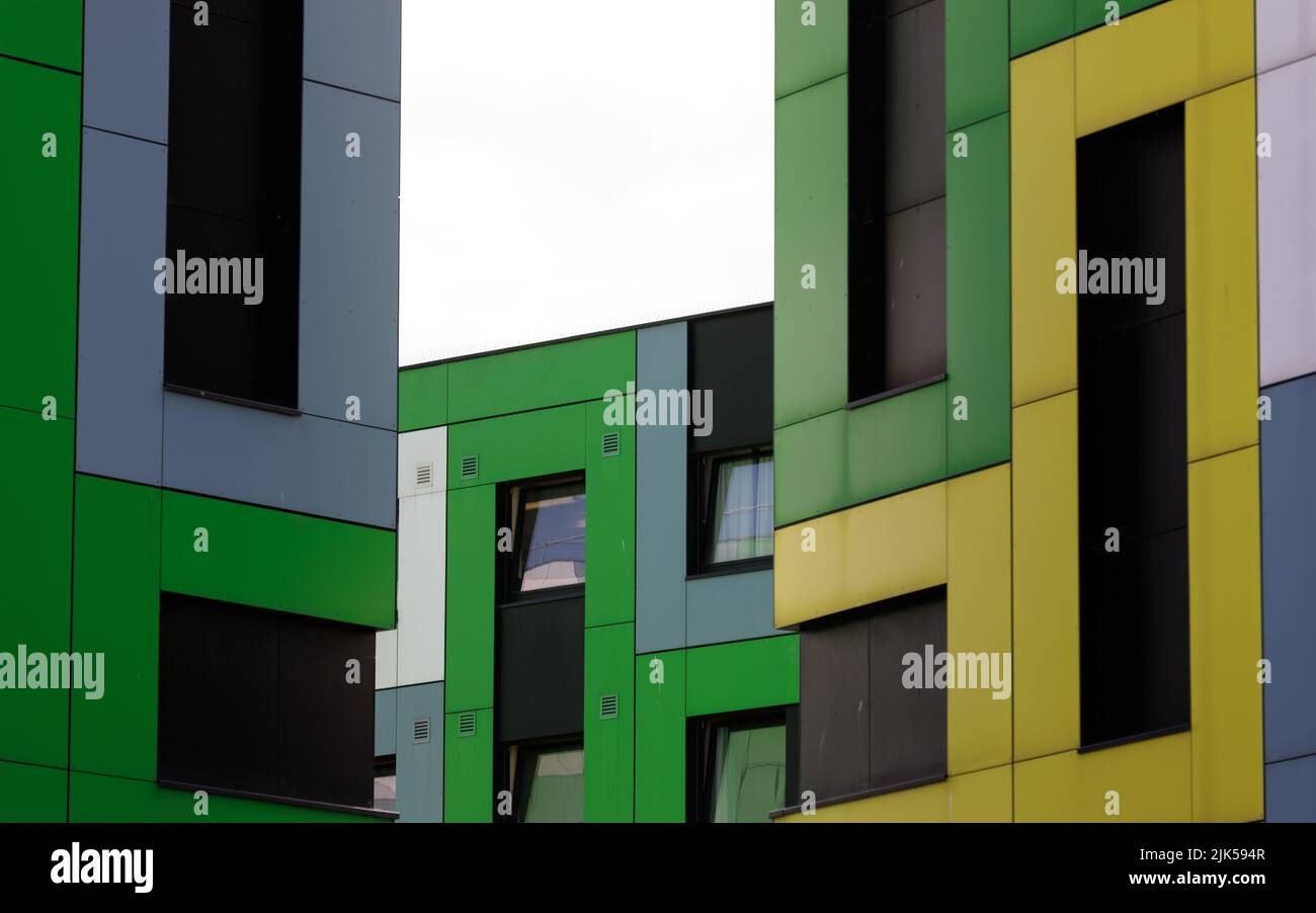 Abstract close up of a modernist geometric building exterior detail in ...