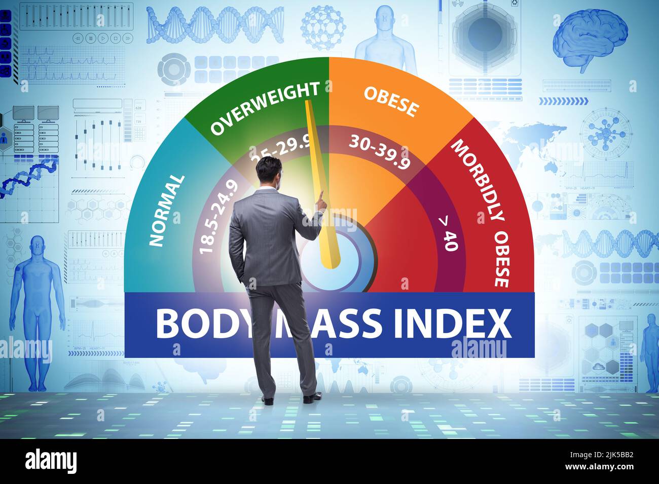 Concept of BMI - body mass index with the man Stock Photo - Alamy