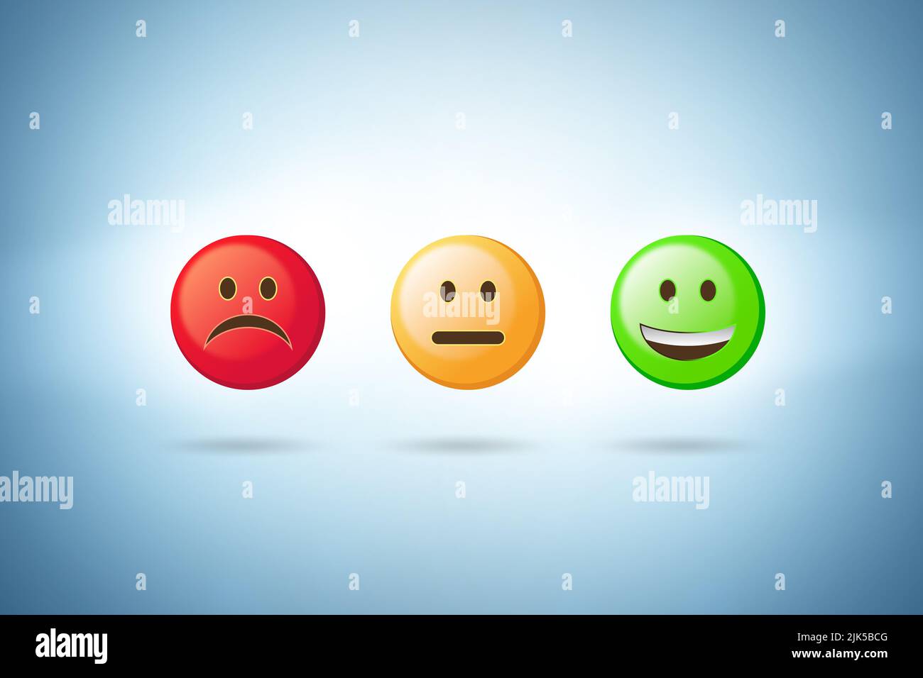 Illustration of customer feedback with the faces Stock Photo - Alamy