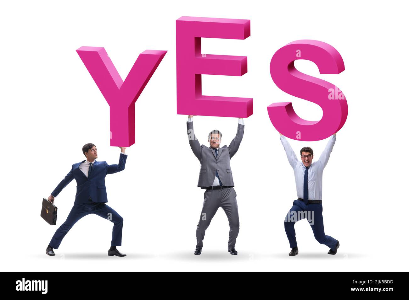 Businessmen in yes positive answer concept Stock Photo - Alamy