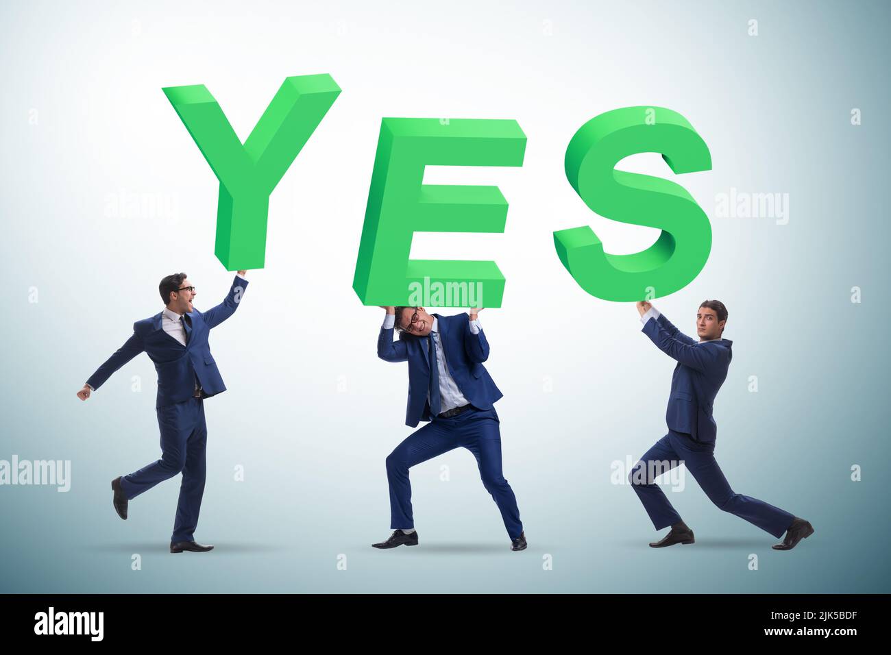 Businessmen in yes positive answer concept Stock Photo - Alamy