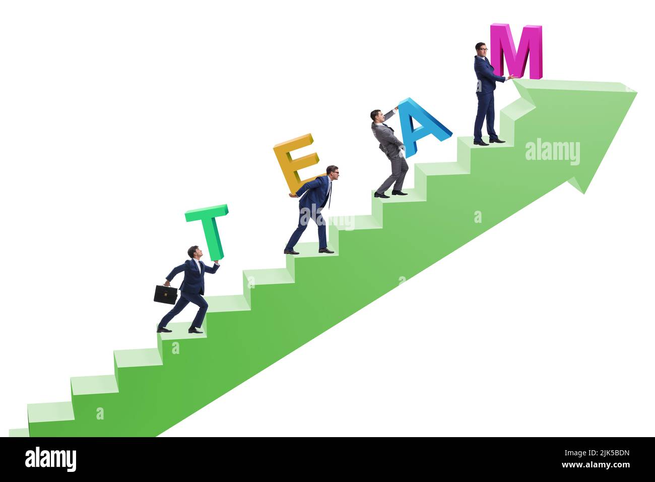 Teamwork concept with the people carrying team letters Stock Photo - Alamy