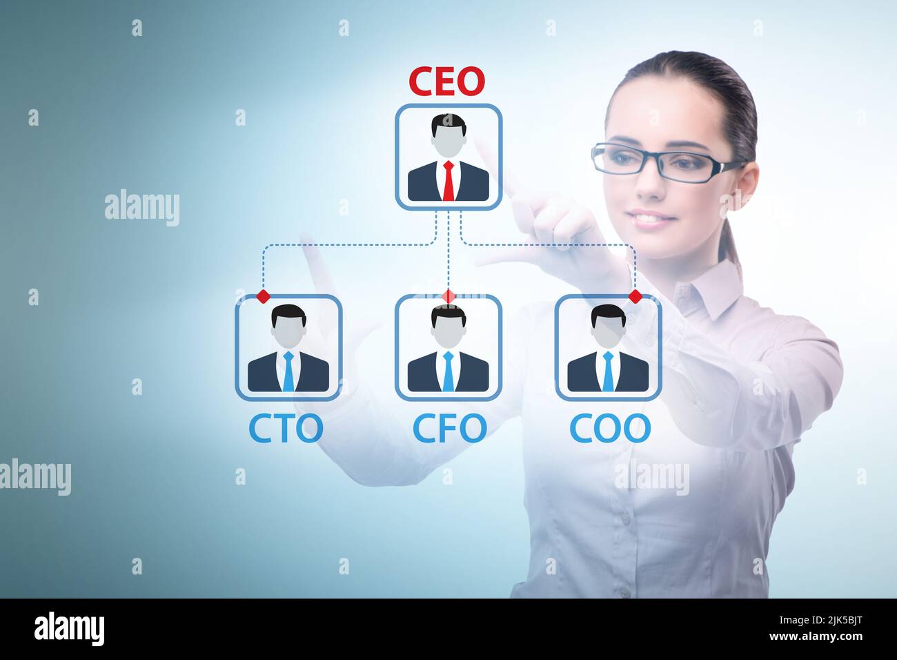 Businesswoman in organisation chart concept Stock Photo - Alamy