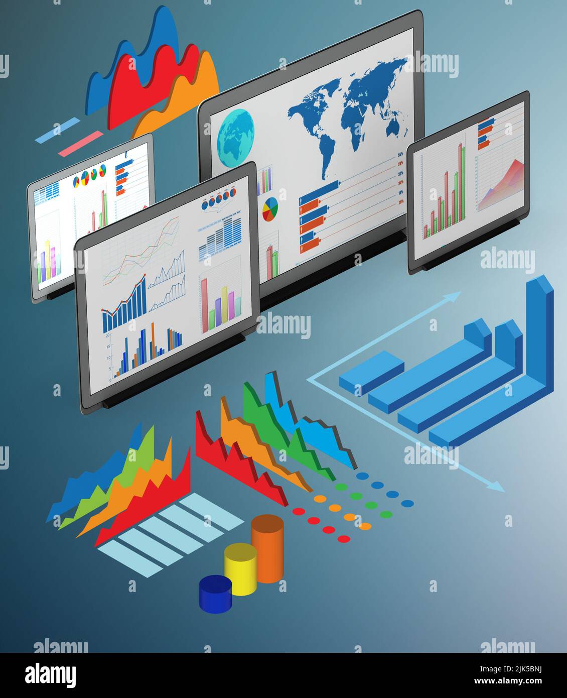 The various visualisation at trading environment - 3d rendering Stock ...
