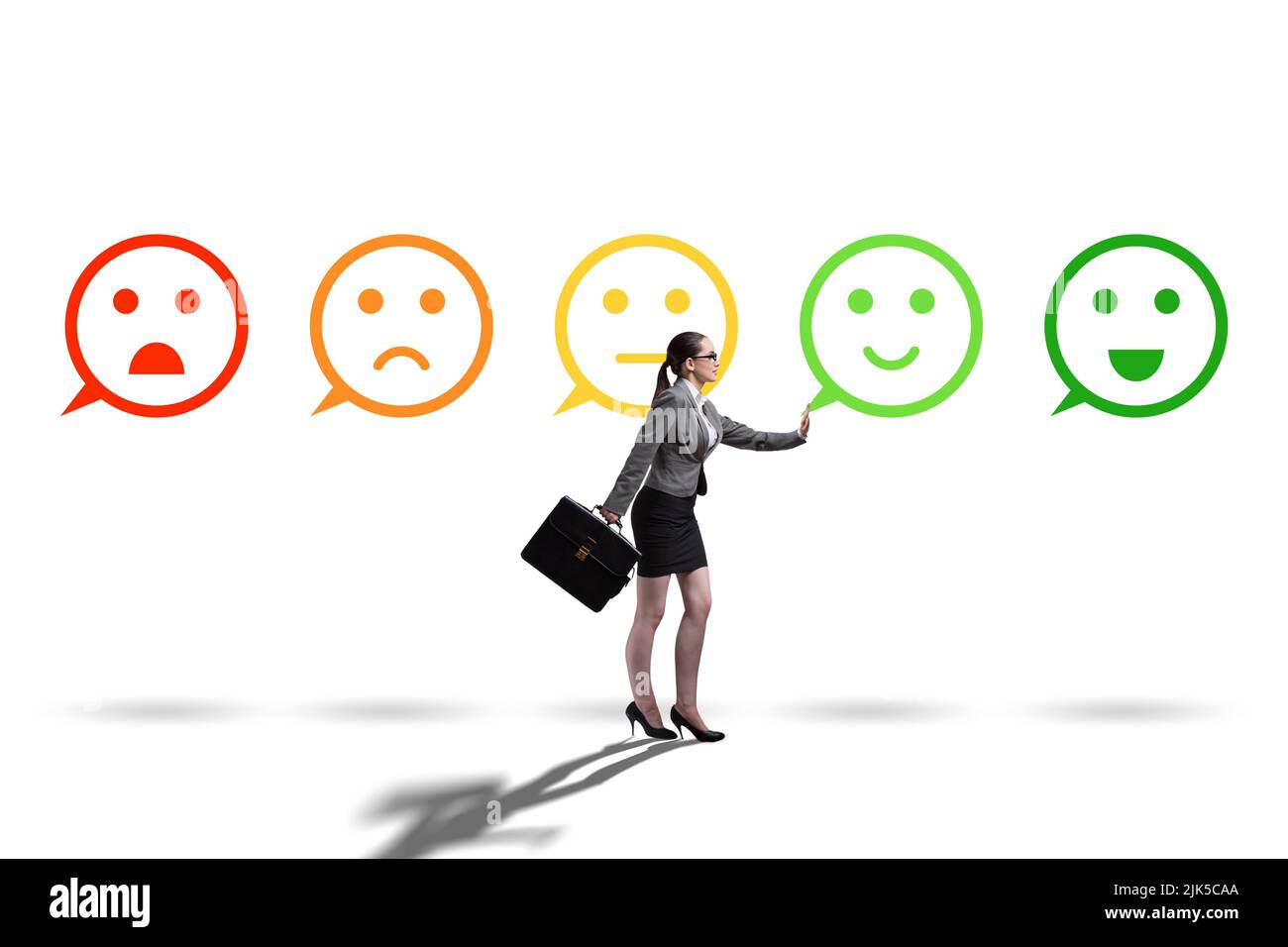 Illustration of customer feedback with the faces and businesswoman ...