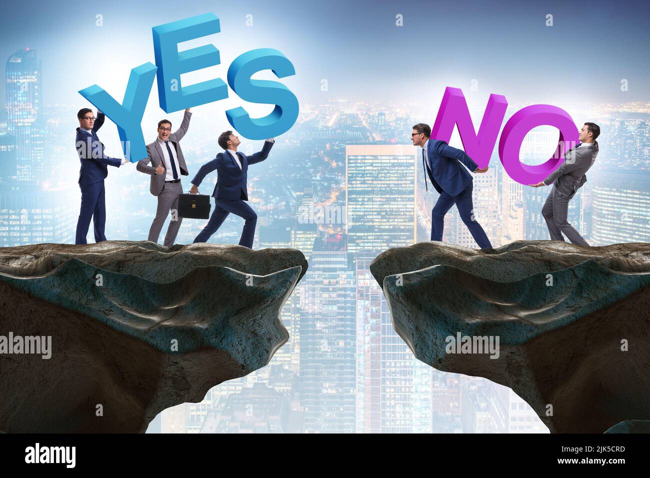 Businessmen in the YES NO concept Stock Photo - Alamy