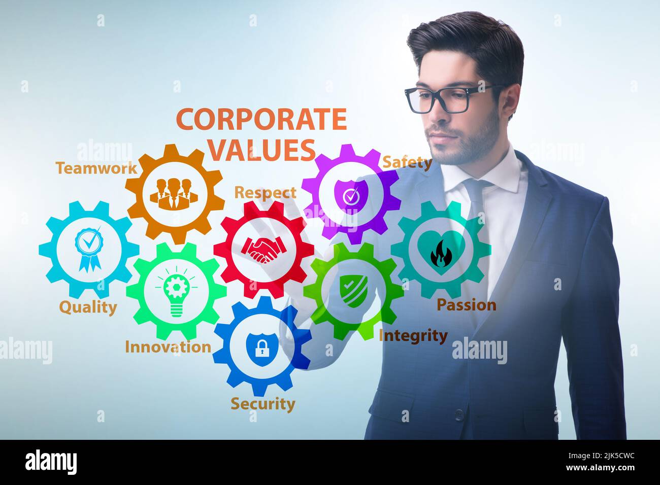 Businessman in corporate values concept Stock Photo - Alamy