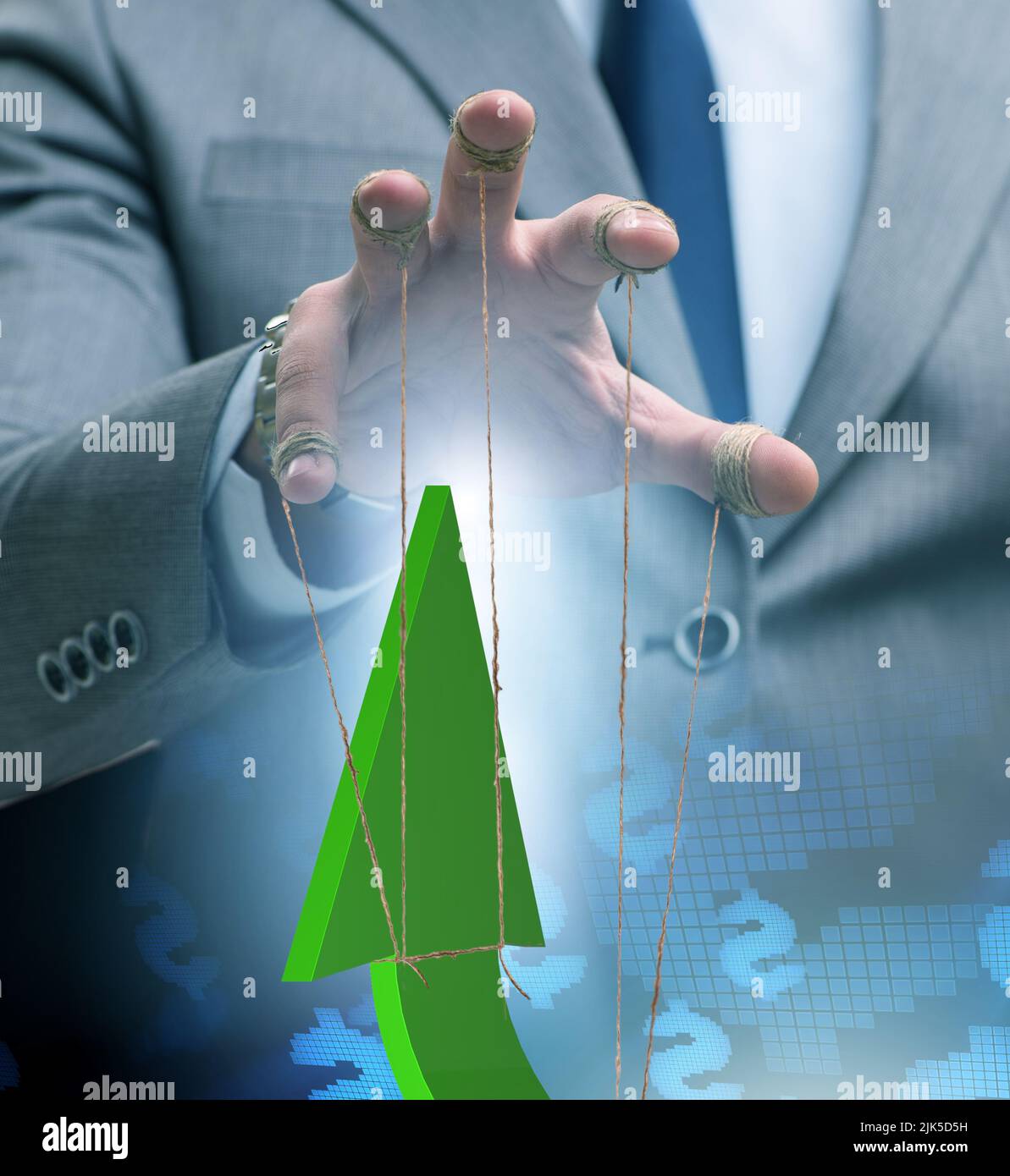 The hand supporting the growth chart line Stock Photo - Alamy