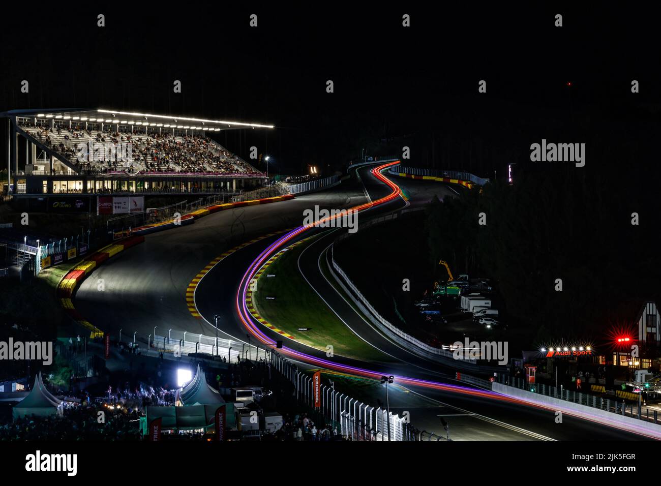 Cars in action by night, raidillon, eau rouge, during the TotalEnergies ...